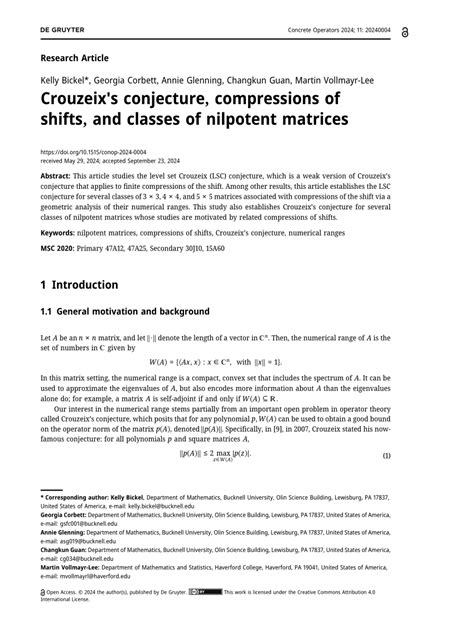 Pdf Crouzeixs Conjecture Compressions Of Shifts And Classes Of Nilpotent Matrices
