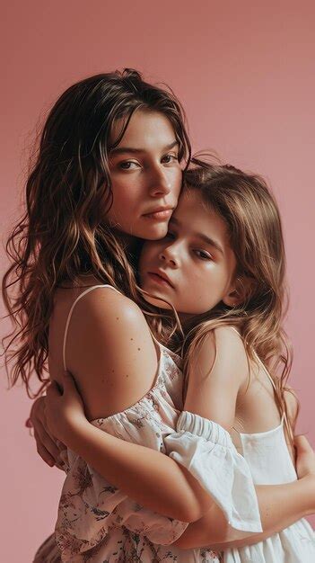 Premium Ai Image Relaxed Preteen Girl Embracing With Mother Ai Generative