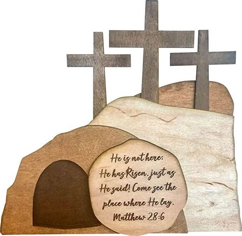 Herrnalise Easter Resurrection Scene Setwooden Empty Tomb Cross