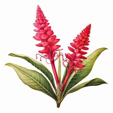 Ilustración De Red Ginger Alpinia Purpurata Al Estilo De Vida Silvestre