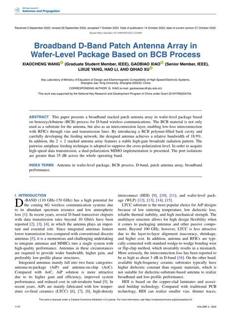 Pdf Broadband D Band Patch Antenna Array In Wafer Level Package Based