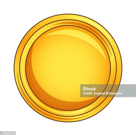 스포츠 앱 및 웹 사이트에 대한 금메달 또는 동전 아이콘 또는 게임 개발에 사용 메달에 복사 공간이 흰색 배경에 고립 된 만화 그림 가격에 대한 스톡 벡터 아트 및 기타