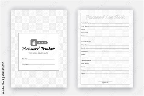 Password Tracker Log Book Design Template Reminder Book Journal