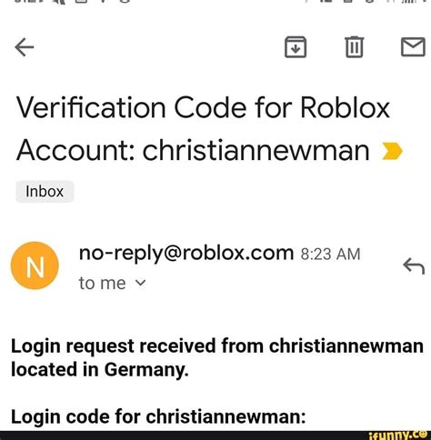 Verification Code For Roblox Account Christiannewman Inbox No Reply Roblox Com AM Login