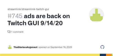 Ads Are Back On Twitch Gui 91420 · Issue 745 · Streamlinkstreamlink
