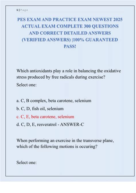 Pes Exam And Practice Exam Newest 2025 Actual Exam Complete 300 Questions And Correct Detailed