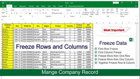 How To Freeze Row And Column In Excel Multiple Row And Column Freeze Youtube