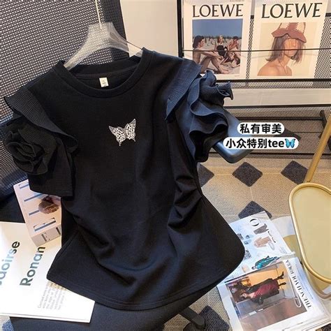 純棉大尺碼女裝褶皺蝴蝶結夏季短袖t恤女高級感韓版重工釘珠上衣 蝦皮購物