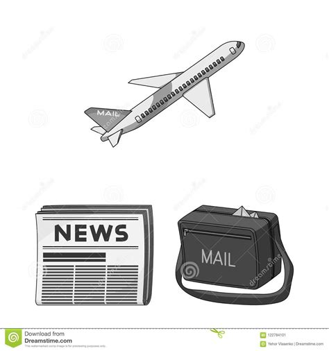 Mail And Postman Monochrome Icons In Set Collection For Design Mail And Equipment Vector Symbol