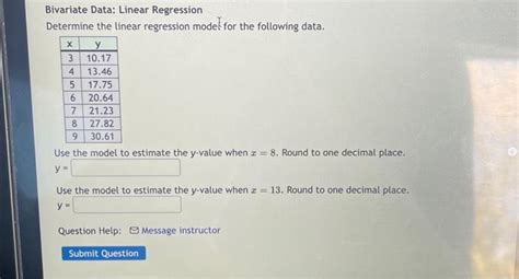 Solved Bivariate Data Linear Regression Determine The Chegg