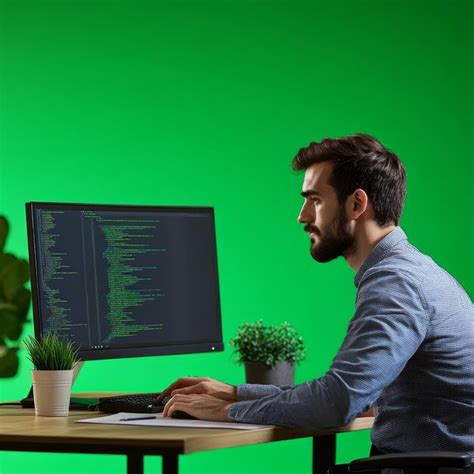 software developer typing code on a computer in a sleek environment