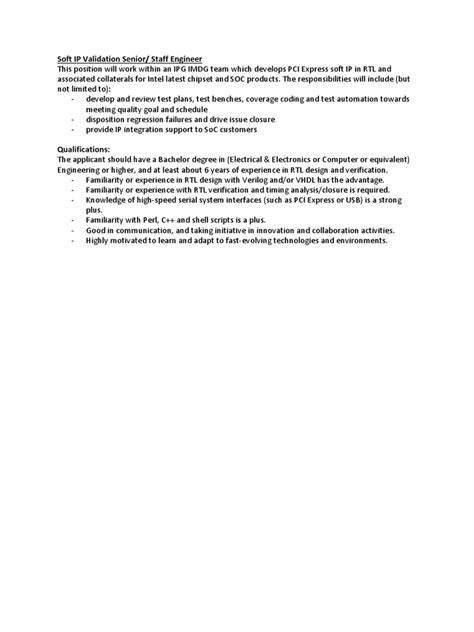 soft ip validation senior engineer pdf