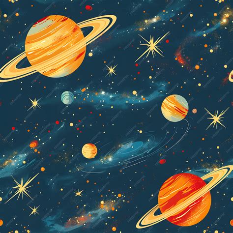 Solar System Adventure Pattern Premium Ai Generated Image