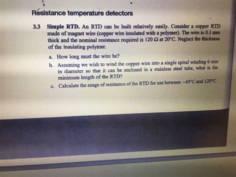 Solved Resistance Temperature Detectors Simple RTD An Chegg