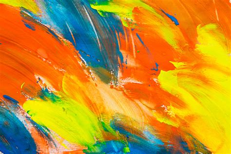 배경에 대 한 흰색 종이에 다채로운 가우징 페인트와 아름 다운 추상 브러시 스트로크 0명에 대한 스톡 사진 및 기타 이미지 0명 공예 구아슈 Istock