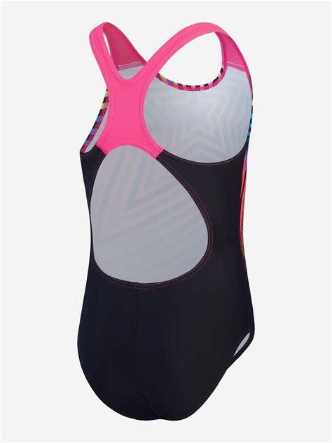 Купальник слитный для девочек Speedo Digital Placement арт 8 00262716801 черный розовый цвет
