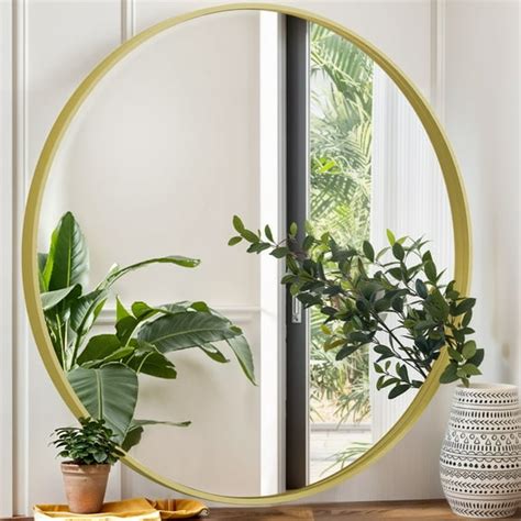 Gold Round Mirror 24 Inch Circle Mirror Gold Metal Frame Bathroom
