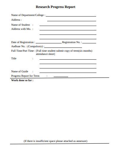 12 Research Progress Report Templates In PDF MS Word