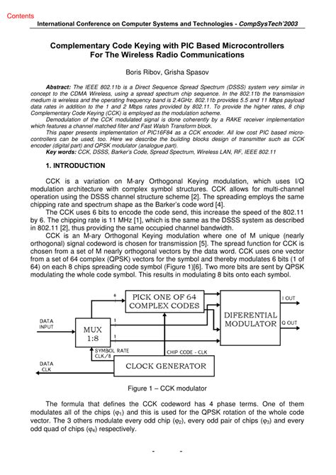 Pdf Complementary Code Keying With Pic Based Microcontrollers For The