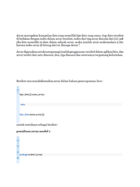 Pembahasan Array Pada Java Pdf