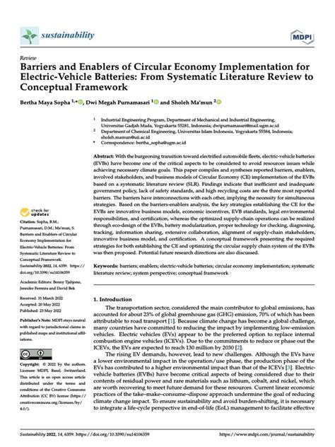 2 Barriers And Enablers Of Circular Economy Implementation For Electric