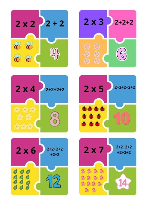 Puzzles Con Tabla Del 2 Material Didactico Para Matematicas Enseñar