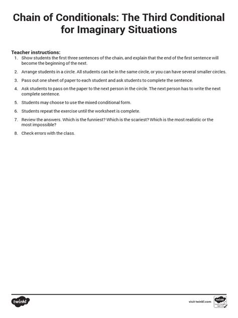 Conditional Clauses Third Conditional Chain Game Ver 1 Pdf