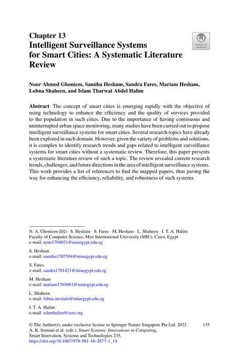 Pdf Intelligent Surveillance Systems For Smart Cities A Systematic