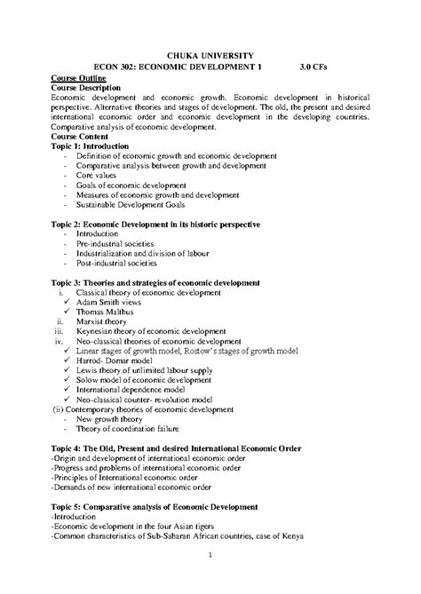 Econ 302 Notes Its A Nice Document Chuka University Econ 302