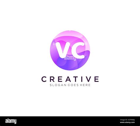 Vc Initial Logo With Colorful Circle Template Stock Vector Image And Art