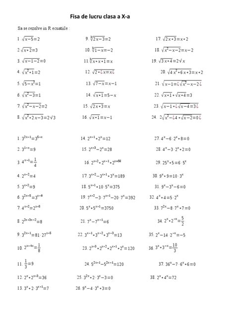 Ecuatii Exponentiale Irationale Si Logaritmice Pdf