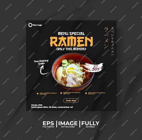 Premium Vector Ramen Japannese Food Menu Template With Food Pattern