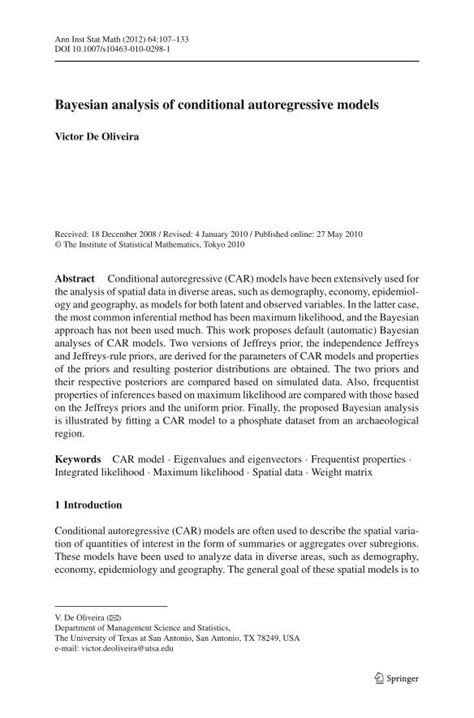 pdf bayesian analysis of conditional autoregressive modelsbayesian