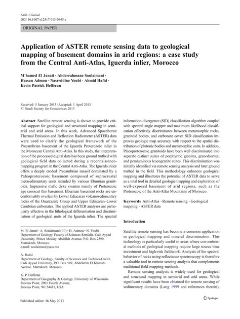 Pdf Application Of Aster Remote Sensing Data To Geological Mapping Of