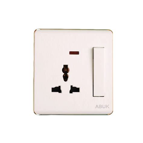 Abuk Universal White Wall Switched Socket Push Button 13a 250v Electric Abuk Universal White Wall Switched Socket Push Button 13a 250v Electric