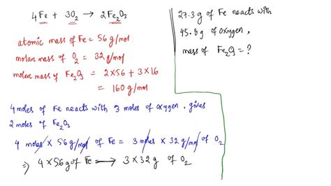 solved 4fe s 3o2 g âŸ¶ 2fe2o3 g in a certain reaction 27 3 g of