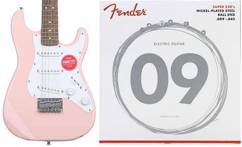 Squier Mini Strat Electric Guitar Shell Pink With Laurel Reverb