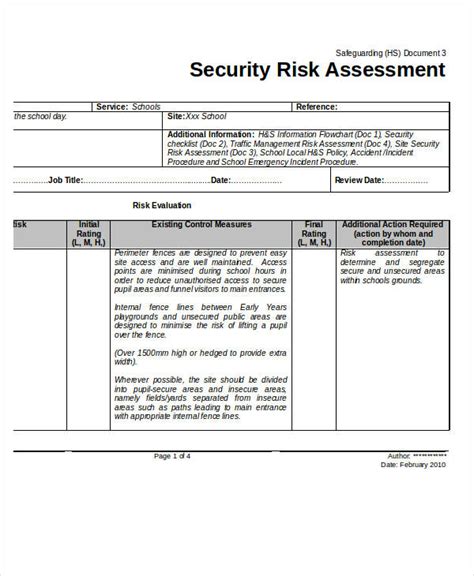 Security Guard Risk Assessment Template Best Of Document Template