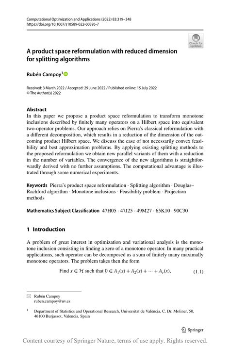 Pdf A Product Space Reformulation With Reduced Dimension For