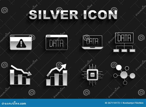 Set Financial Growth Data Analysis Mind Map Infographic Processor Cpu Decrease Browser With