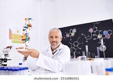 Mature Scientist Man Thinking Dna Model Stock Photo Shutterstock