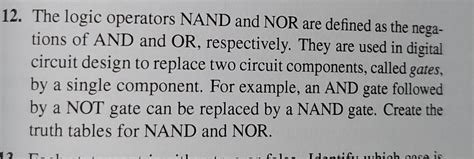 Solved The Logic Operators NAND And NOR Are Defined As Chegg