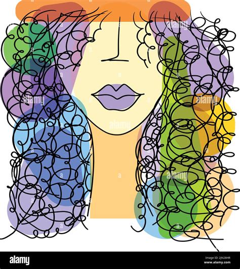 Croquis De Portrait De Femmes Jeune Belle Fille Regardant Les Angles Avant Gros Plan Sur Une