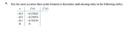 Solved Use The Most Accurate Three Point Formula To Chegg