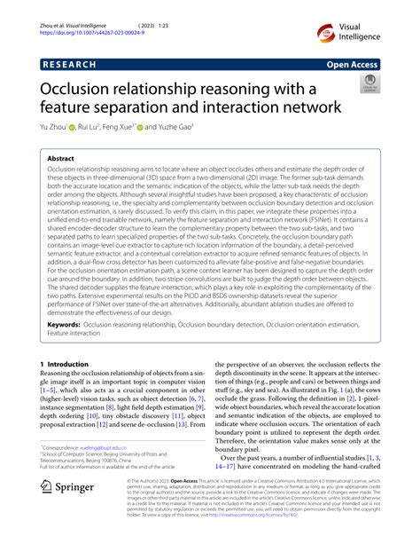 Pdf Occlusion Relationship Reasoning With A Feature Separation And