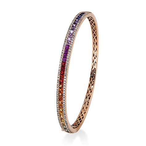 Armreif Aus 750 Rotgold 38 Saphire 134 Brillanten 076ct