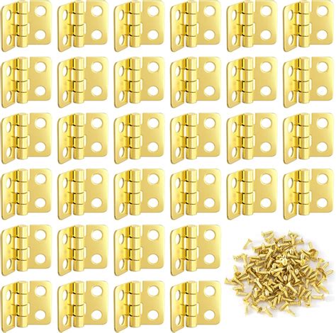 Isslly 30 Pcs Small Hinges For Crafts120 Pcs Screws Nails 13 X 12 Mm Retro Brass Mini Hinges