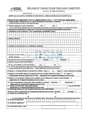 Bsnl Application Fill And Sign Printable Template Online