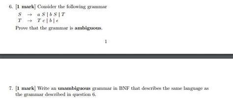 solved 6 1 mark] consider the following grammar prove that
