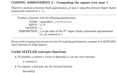 solved coding assignment 2 computing the square root near